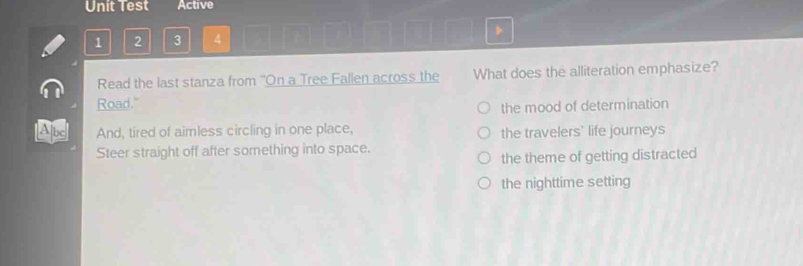 Solved: Unit Test Active 1 2 3 4 Read the last stanza from ''On a Tree ...