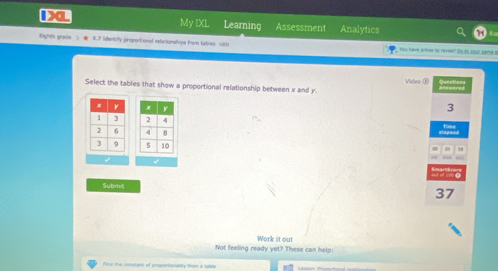 Solved: My IXL Learning Assessment Analytics Kar Eighth grade ) X.7 ...