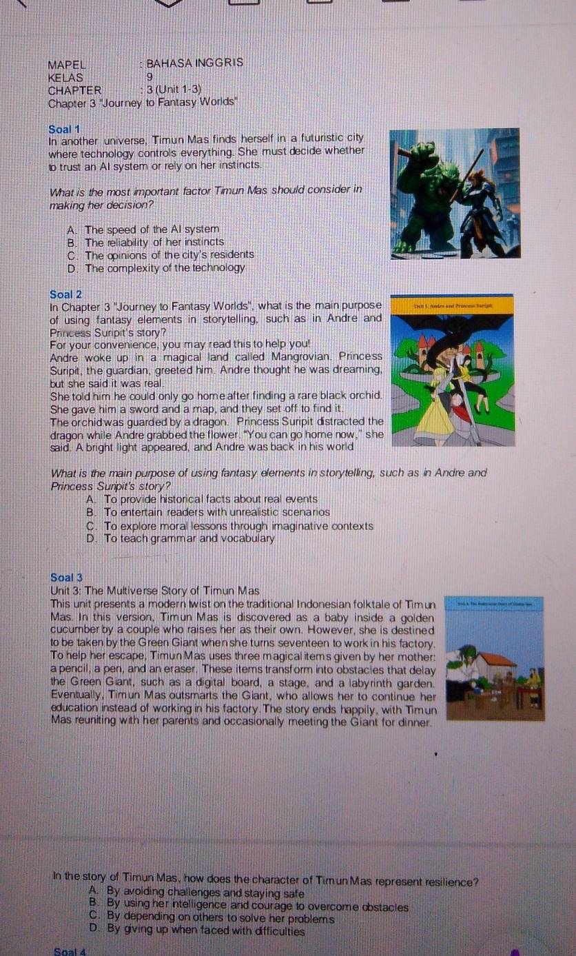 Telah dijawab:MAPEL : BAHASA INGGRIS KELAS 9 CHAPTER : 3 (Unit 1-3 ...