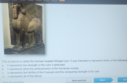 Solved: This sculpture is called the Human-headed Winged Lion. It was ...