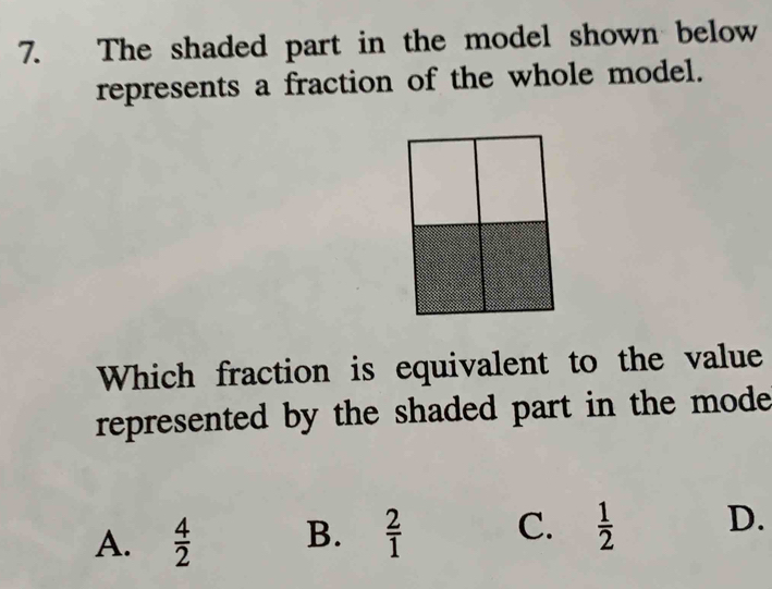 Solved: The shaded part in the model shown below represents a fraction ...