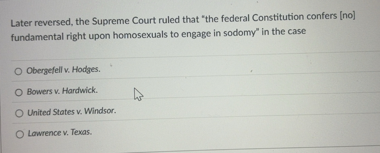 Solved: Later reversed, the Supreme Court ruled that “the federal ...