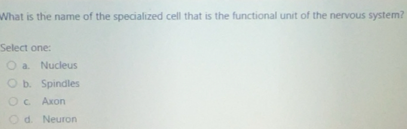 Solved: What is the name of the specialized cell that is the functional ...