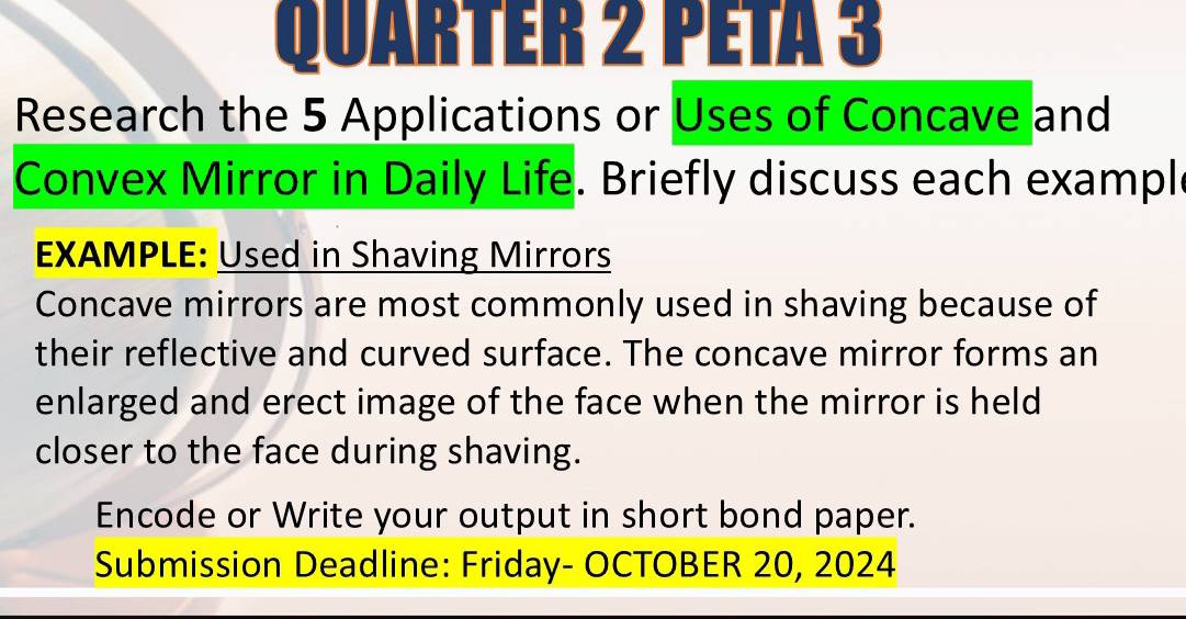 Solved: Quarter 2 petá 3 Research the 5 Applications or Uses of Concave ...
