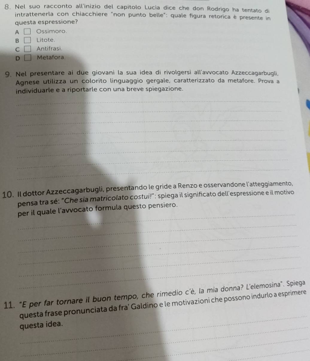Risolto:Nel suo racconto all'inizio del capitolo Lucia dice che don ...