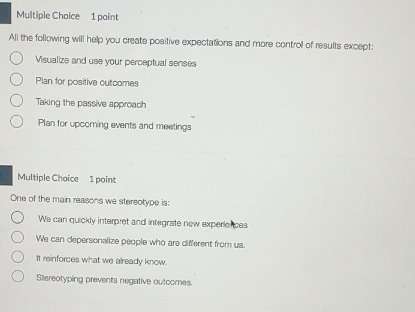 Solved: All the following will help you create positive expectations ...