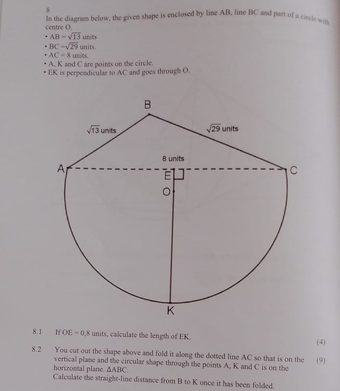 Solved: In the diagram below, the given shape is enclosed by line AB, line BC and part of a ...