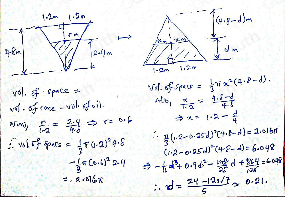 Solved: Two identical cones with vertical axis, one inverted and the other is upright has base ...