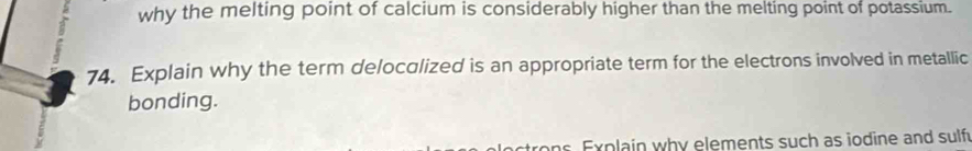 Solved: why the melting point of calcium is considerably higher than ...