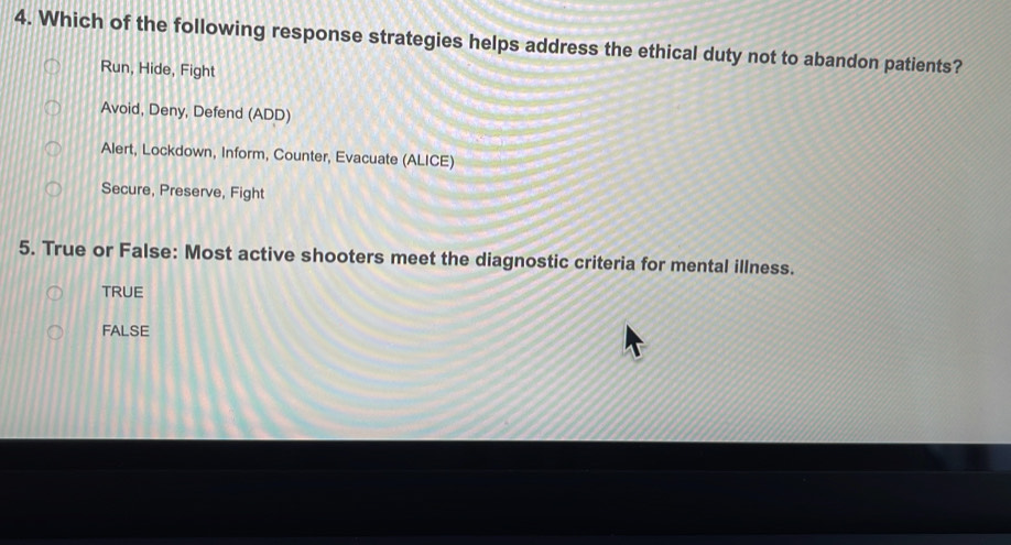 Solved: Which of the following response strategies helps address the ...