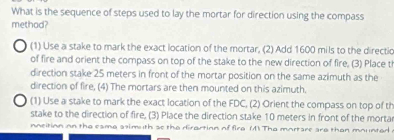 Solved: What is the sequence of steps used to lay the mortar for ...