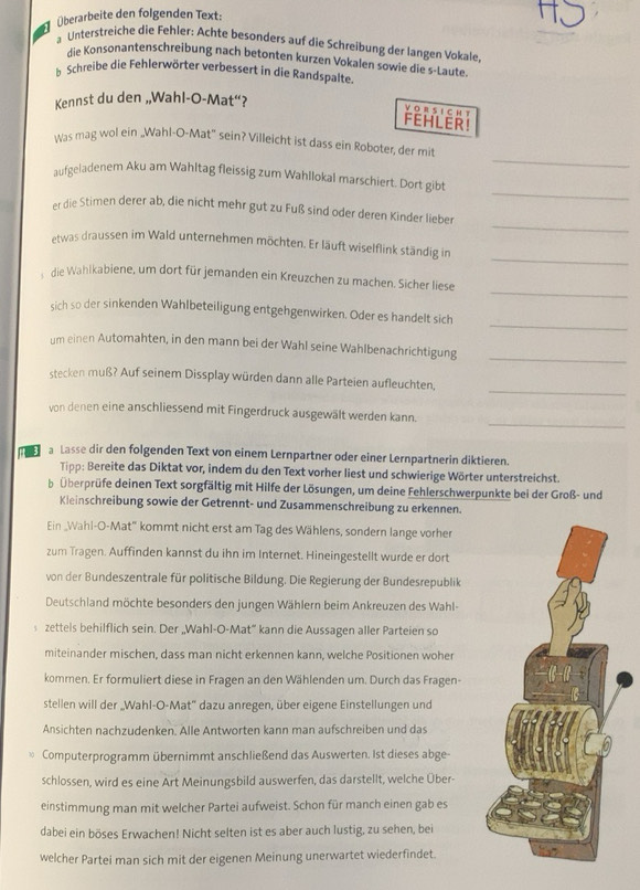 Gelöst:Überarbeite den folgenden Text: a Unterstreiche die Fehler ...