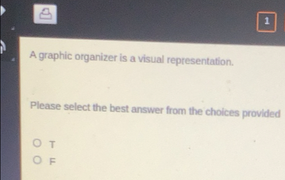 Solved: A graphic organizer is a visual representation. Please select ...