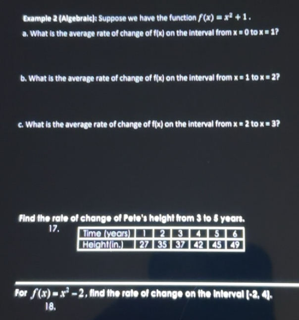 Solved: Example 2 (Algebraic): Suppose we have the function f(x)=x^2+1 ...