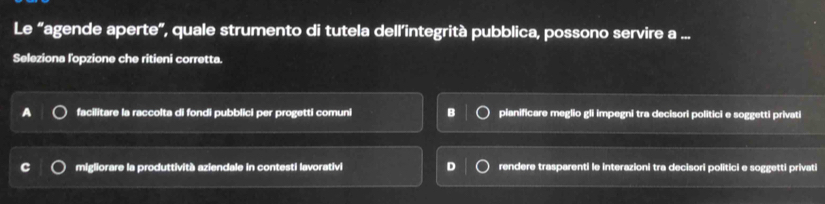 Risolto:Le “agende aperte”, quale strumento di tutela dell’integrità ...