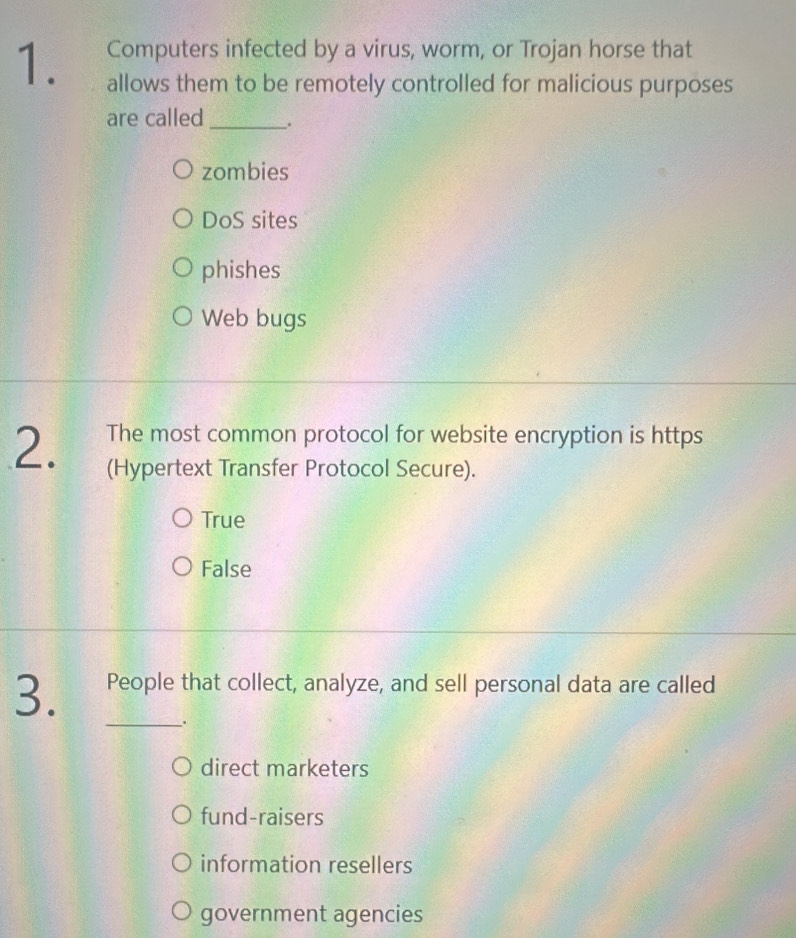 Solved: Computers infected by a virus, worm, or Trojan horse that 1 ...