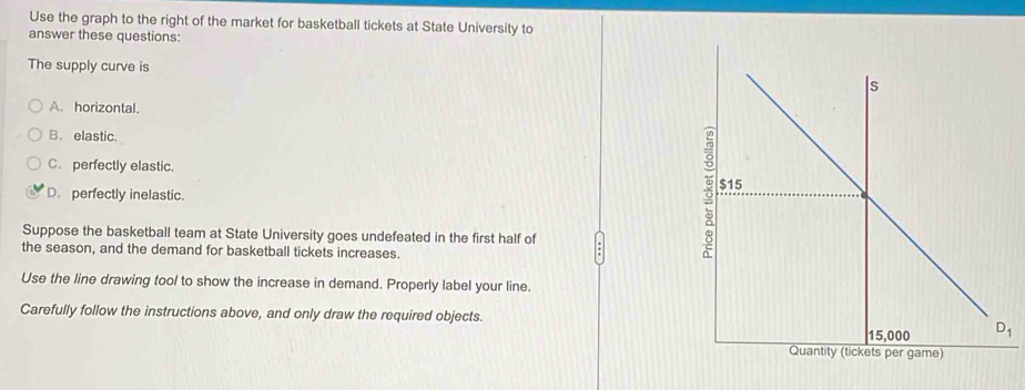 Solved: Use the graph to the right of the market for basketball tickets ...