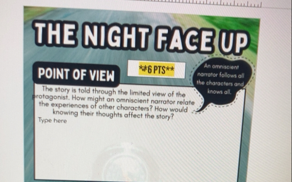 Solved: THE NIGHT FACE UP POINT OF VIEW *6 PTS** An omniscient narrator ...