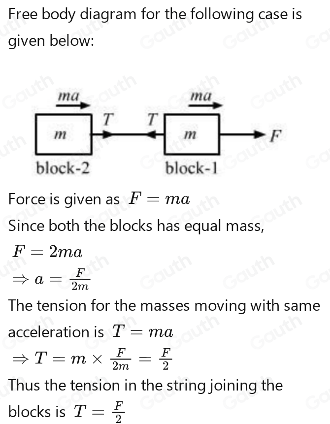 Solved: Two blocks of equal mass m are tied to each other through a ...