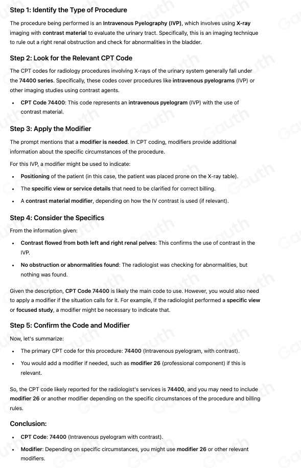 Solved: A patient presents today for a pyelography (IVP) to rule out a ...
