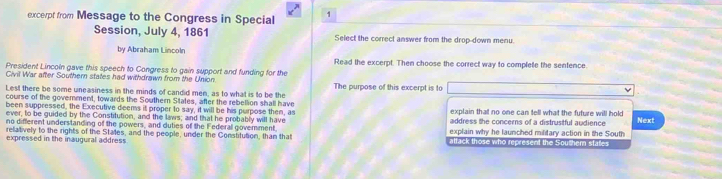 Solved: excerpt from Message to the Congress in Special , Session, July ...