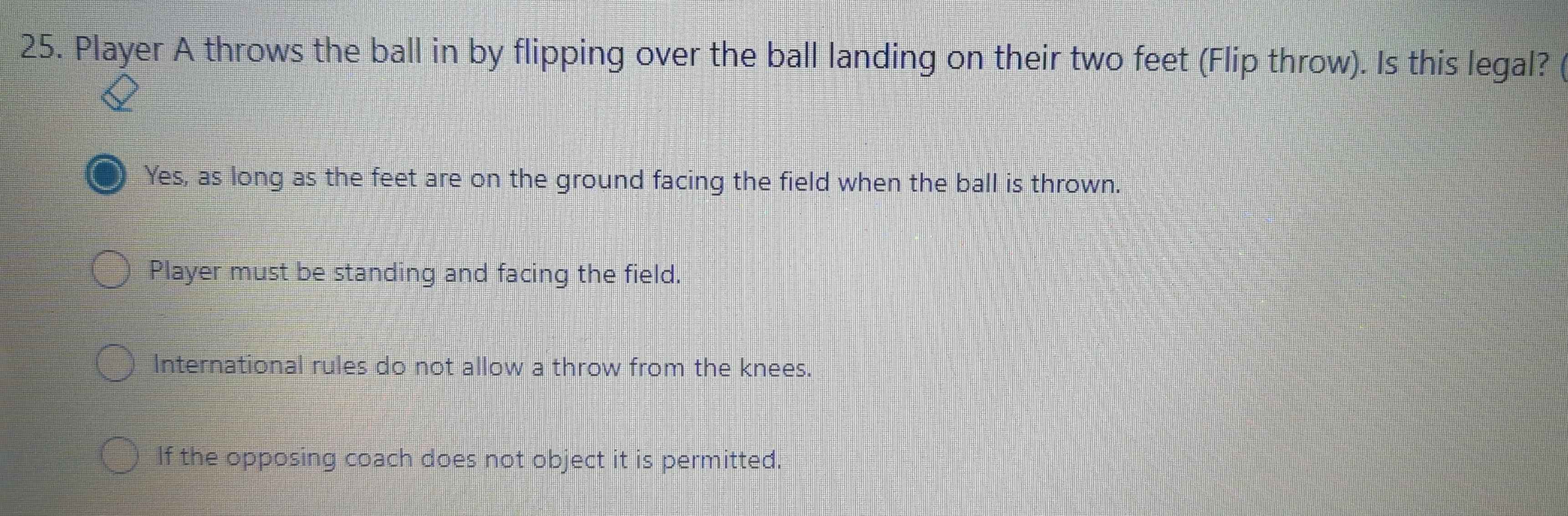 Solved: Player A throws the ball in by flipping over the ball landing ...