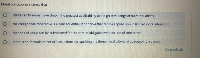 Resuelto:Moral philosophers stress that utilitarian theories have shown ...