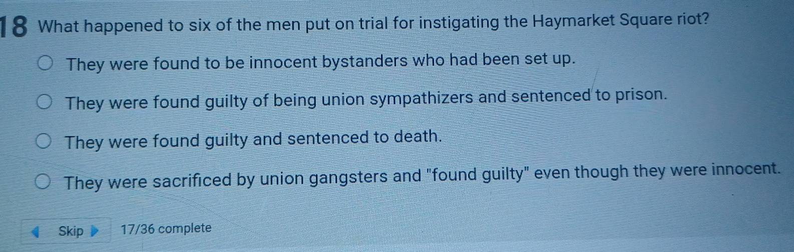 Solved: What happened to six of the men put on trial for instigating ...