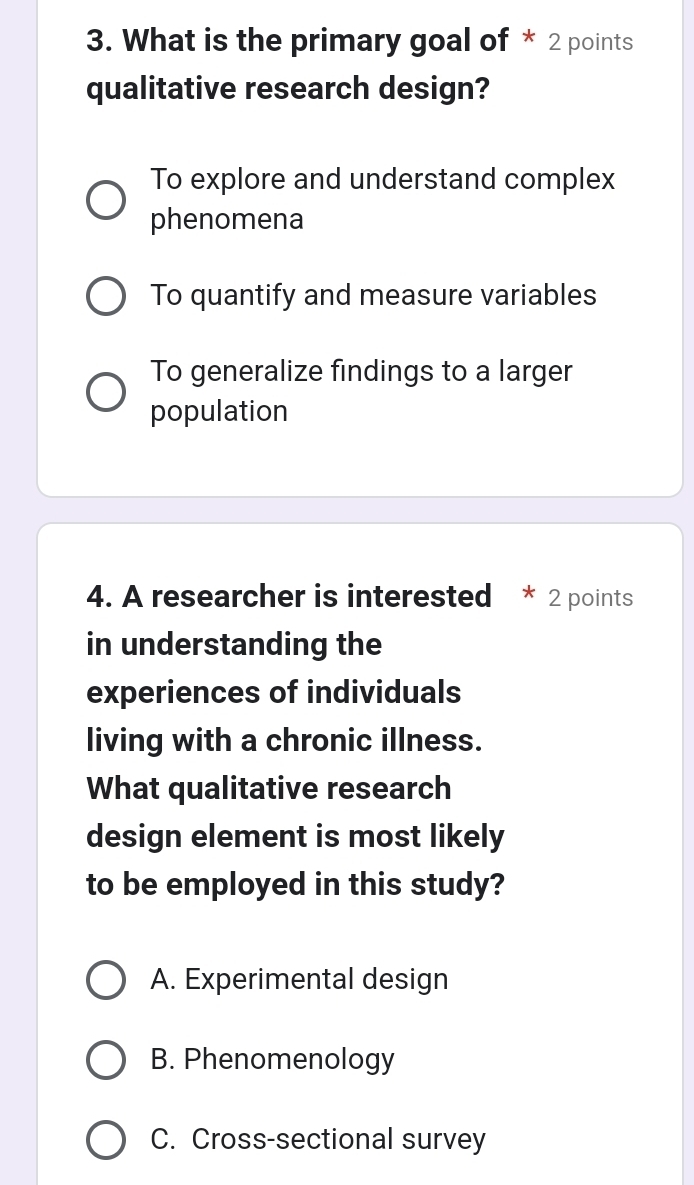 Solved: What is the primary goal of * 2 points qualitative research ...