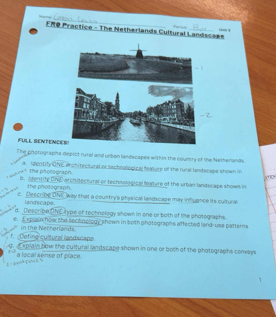 Solved: Name: _Period FRQ Practice - The Netherlands Cultural Landscape ...