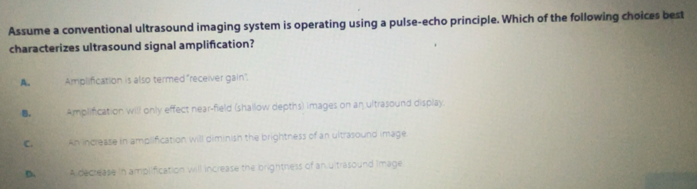 Solved: Assume a conventional ultrasound imaging system is operating ...