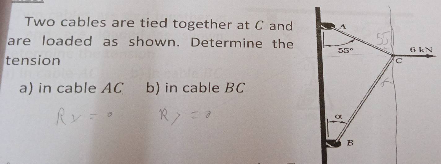 Solved: Two cables are tied together at C and are loaded as shown ...