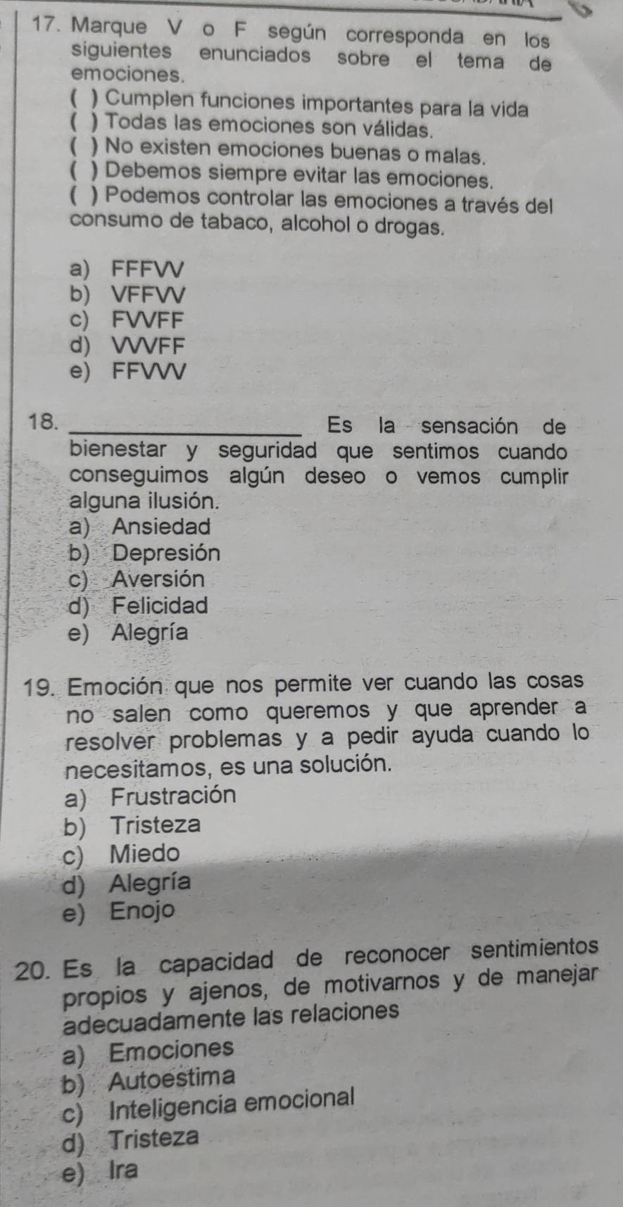 Resuelto:Marque V o F según corresponda en los siguientes enunciados ...