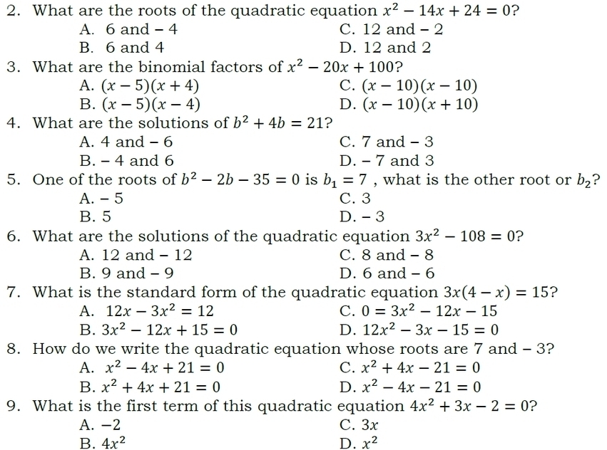 Solved: What are the roots of the quadratic equation x^2-14x+24=0 ? A ...