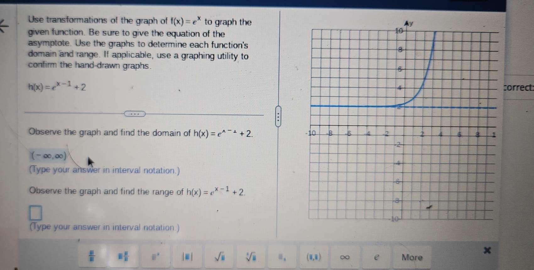Solved: Use transformations of the graph of f(x)=e^x to graph the given ...