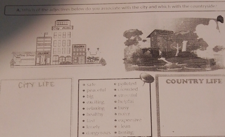 Solved: Which of the adjectives below do you associate with the city ...