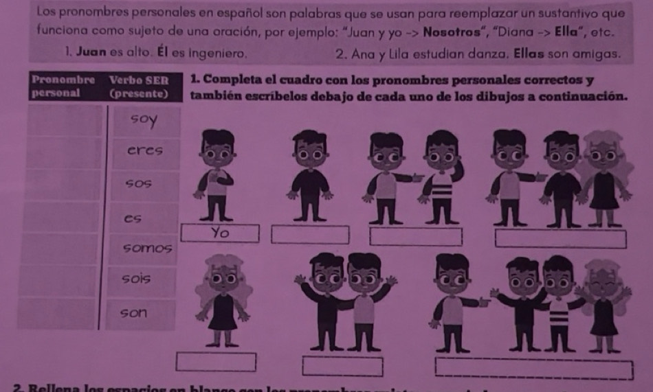 Solved: Los pronombres personales en español son palabras que se usan ...