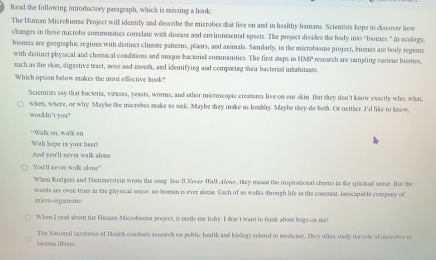 Risolto:Read the following introductory paragraph, which is missing a ...