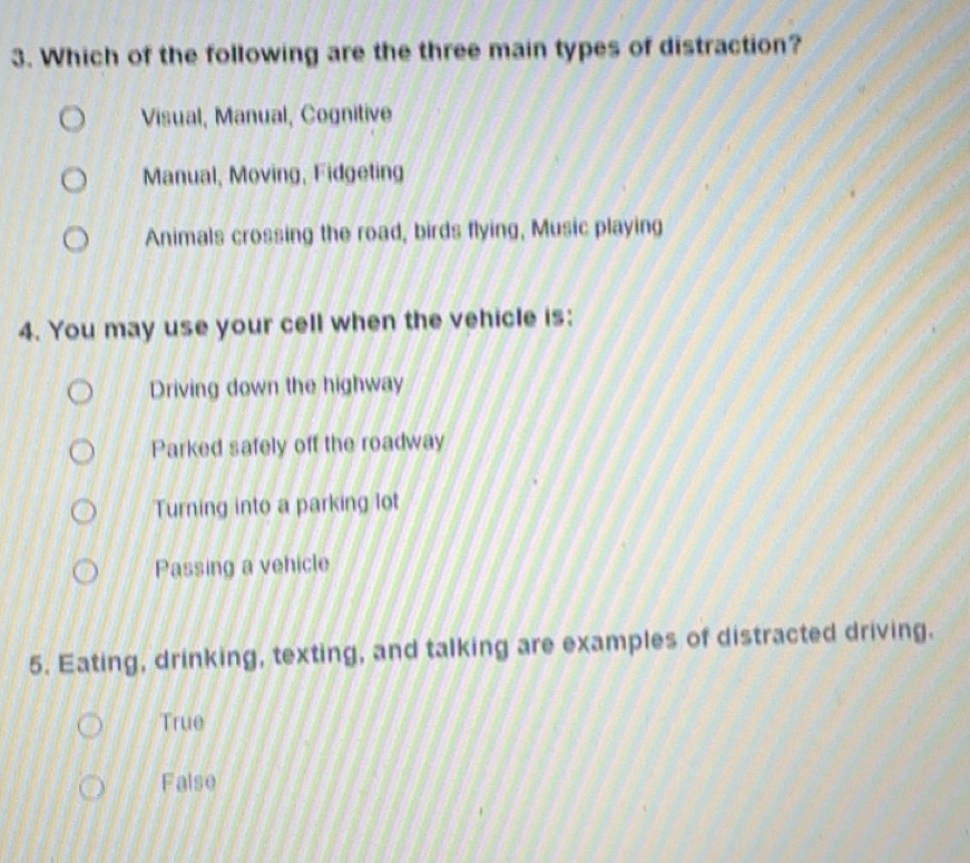 Solved: Which of the following are the three main types of distraction ...