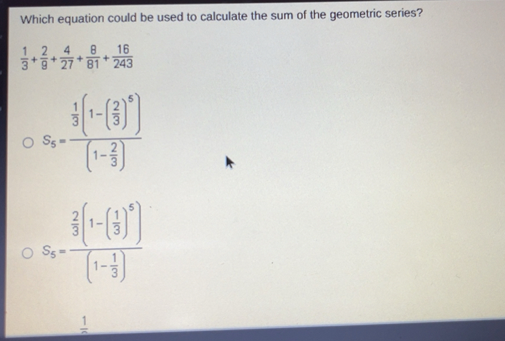 Gelöst:Which equation could be used to calculate the sum of the ...