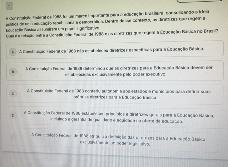Resolvido:A Constituição Federal de 1988 foi um marco importante para a ...
