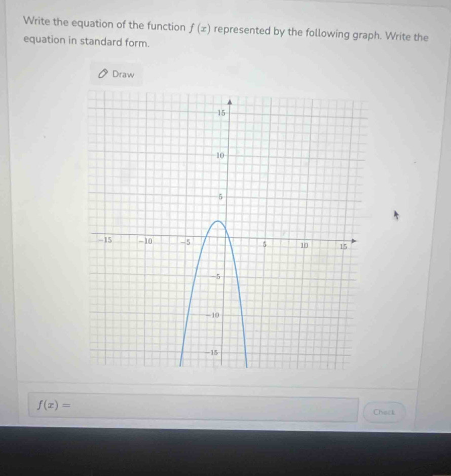 Solved: Write the equation of the function f(x) represented by the ...