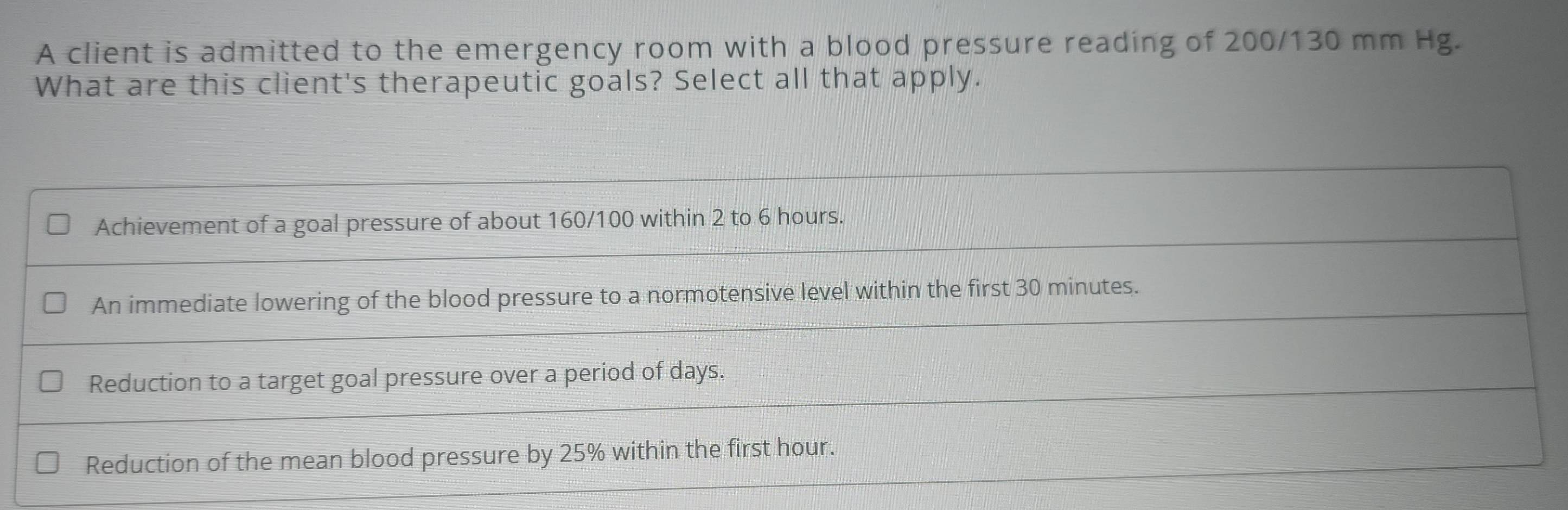 Solved: A client is admitted to the emergency room with a blood ...