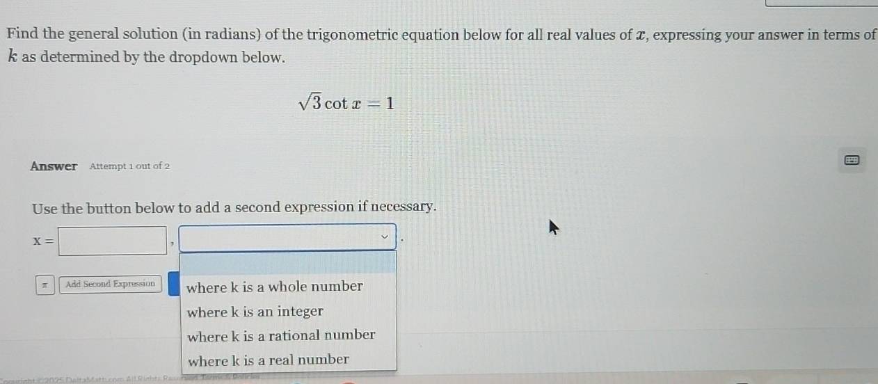 Solved: Find the general solution (in radians) of the trigonometric ...