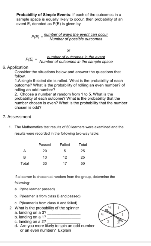 Solved: Probability of Simple Events: If each of the outcomes in a ...