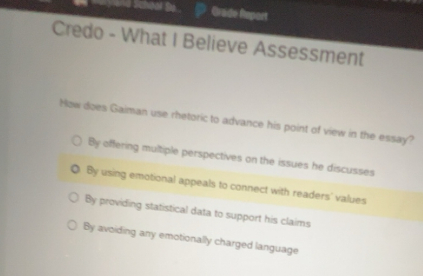 Solved: Grade Amport Credo - What I Believe Assessment How does Gaiman ...