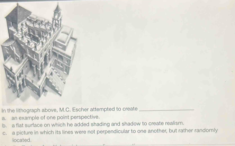 Solved: In attempted to create_ a. an example of one point perspective ...