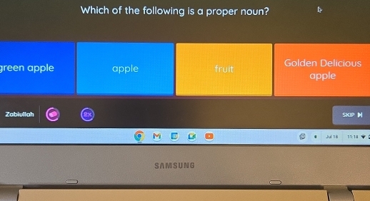 Solved: Which of the following is a proper noun? green apple apple ...