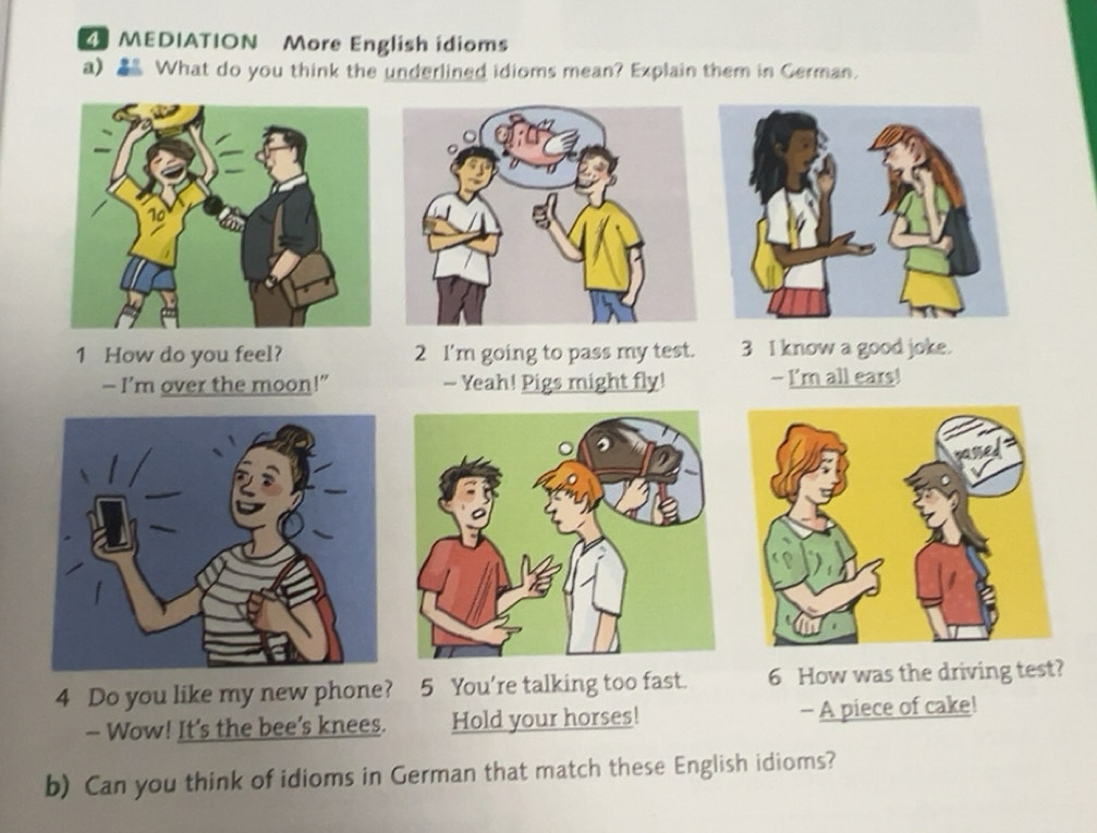Gelöst:MEDIATION More English idioms a) What do you think the ...