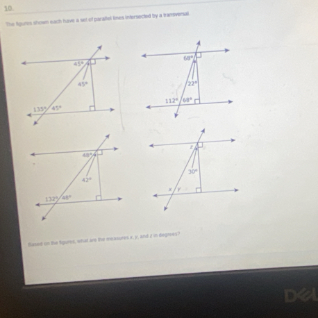 Solved: The figures shown each have a set of parallel lines intersected ...